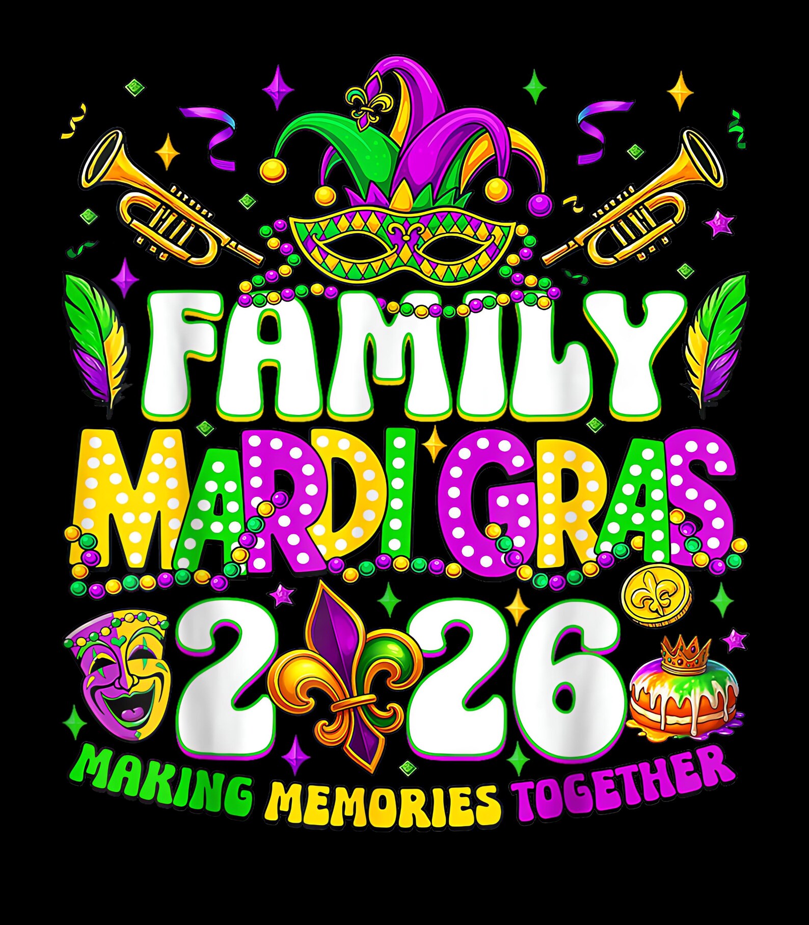Family Mardi Gras 2026 Making Memories Together Matching Png, Family ...