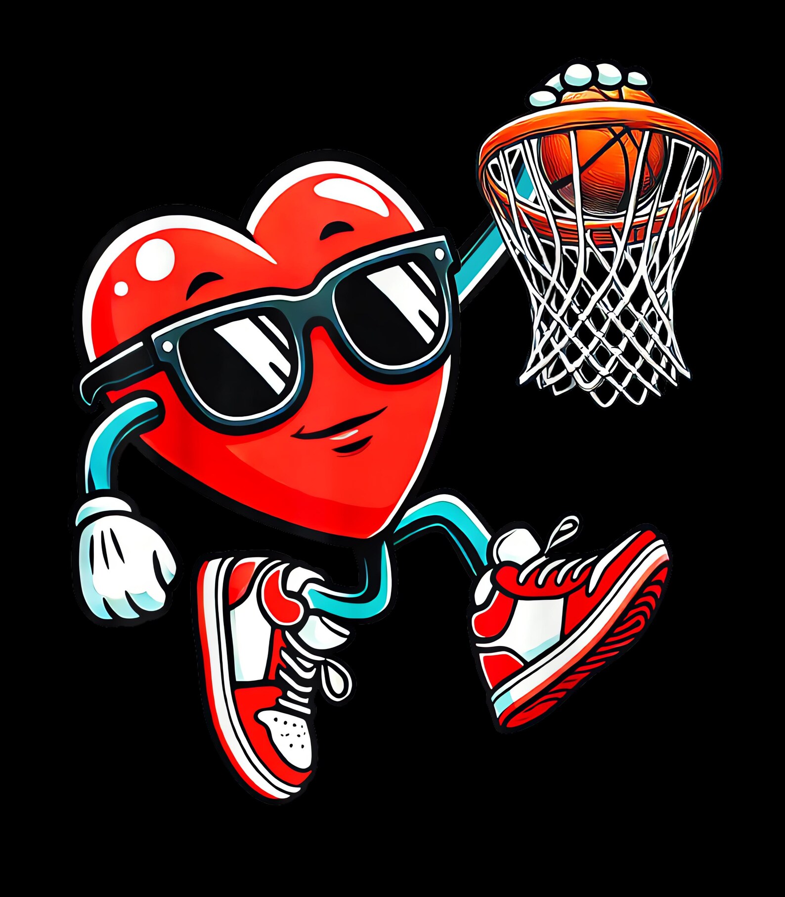 Valentine’s Day Basketball Heart PNG: Playing Basketball Valentine ...