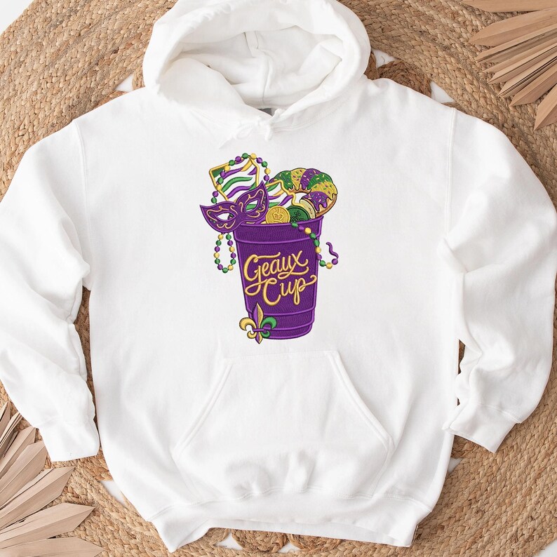 Geaux Cup Festival Mardi Gras Embroidery File, New Orleans Carnival ...