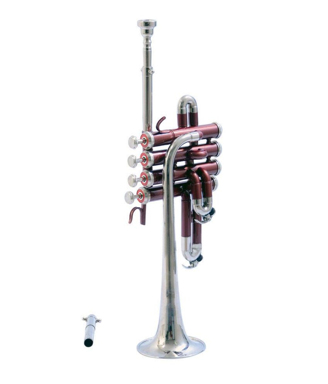 Bb Piccolo Trumpet Musical Instrument 4 Valve Maroon Nickel Color With ...