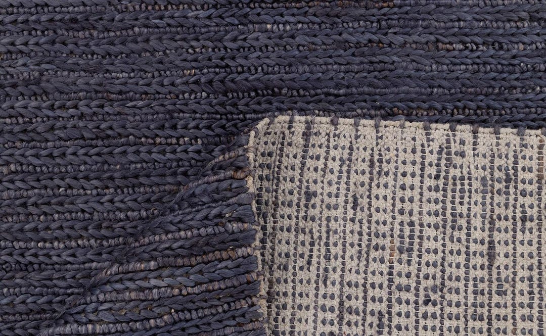 Navy Blue Jute Flatweave Rug, Handwoven Braided Natural Fiber Area ...