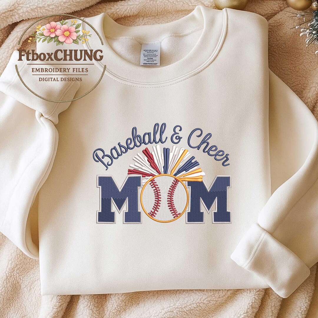 Baseball Cheer Mom Embroidery Design, Baseball and Cheer Mom Text ...