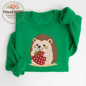 Schattige egel met borduurmotief aardbei, bosdieren fruitsteek - Etsy ...