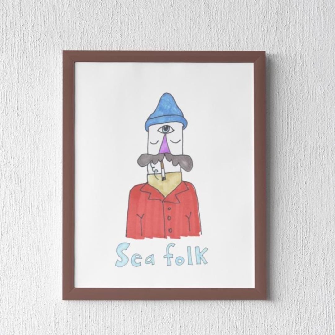 Nautical Sailor Original Naive Art Print, Weird Folk Art - Etsy