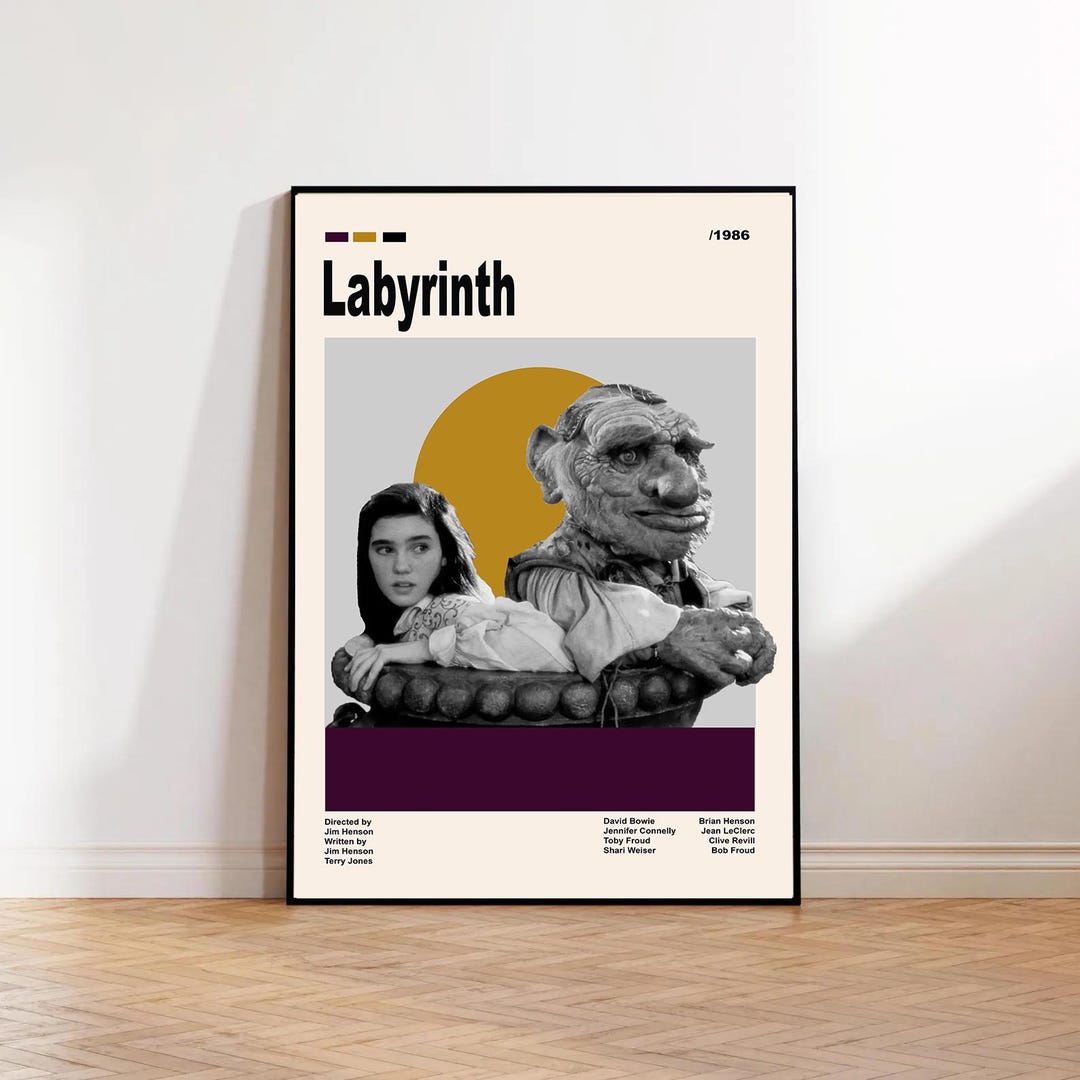 Labyrinth Movie Poster, Fantasy Film Wall Art, Mid Century Modern Art ...