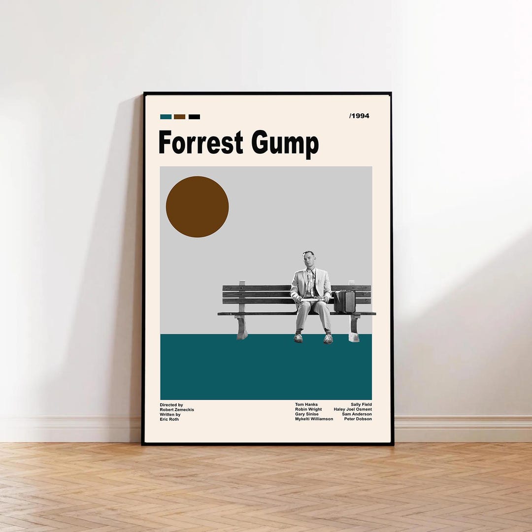 Forrest Gump Movie Poster, Tom Hanks Wall Art, Midcentury Vintage ...