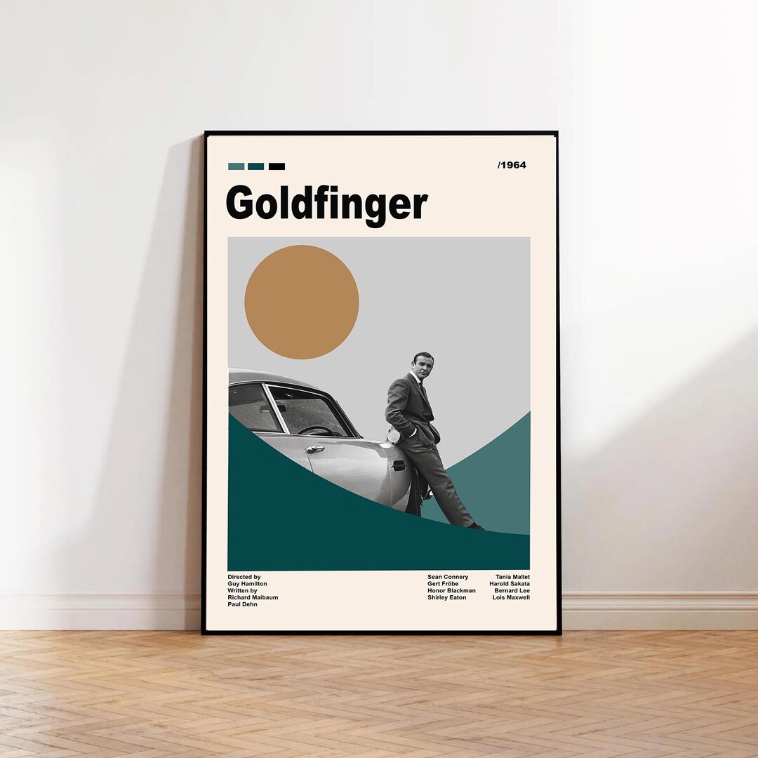 Goldfinger Movie Poster, James Bond Print, Spy Action Film Art, Mid ...