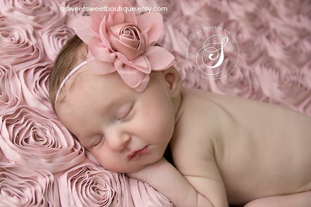Dusty Rose Newborn Headband for Photography, Floral Headband, Dusky ...