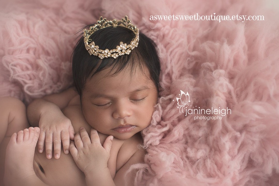 Gold Tiara Gold Crown Newborn Crown Baby Crown Full Rhinestone Crown ...