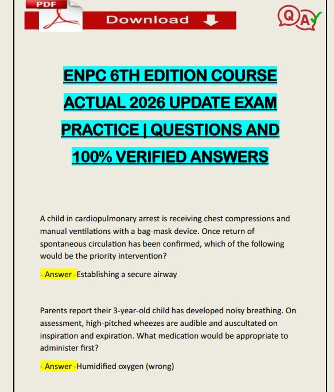 ENPC 6th Edition Course Actual 2026 Update Exam Practice | Questions ...