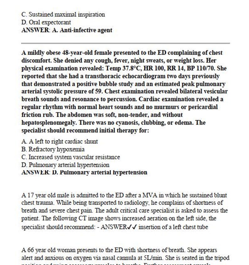 LATEST 2026 ACCS Exam ACTUAL, Respiratory Critical Care, Accs Review ...