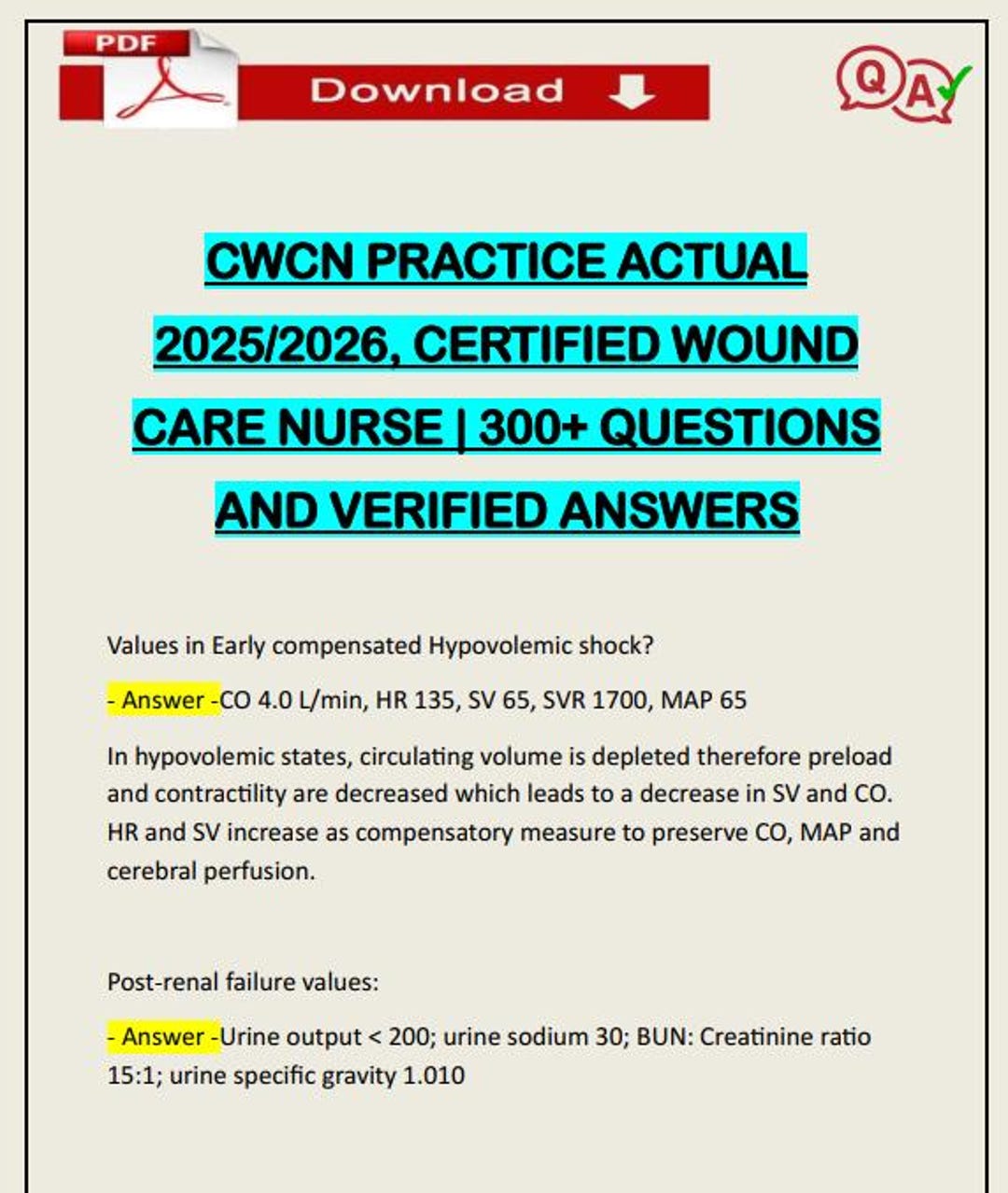 CWCN Practice Actual 2025/2026, Certified Wound Care Nurse | 300 ...