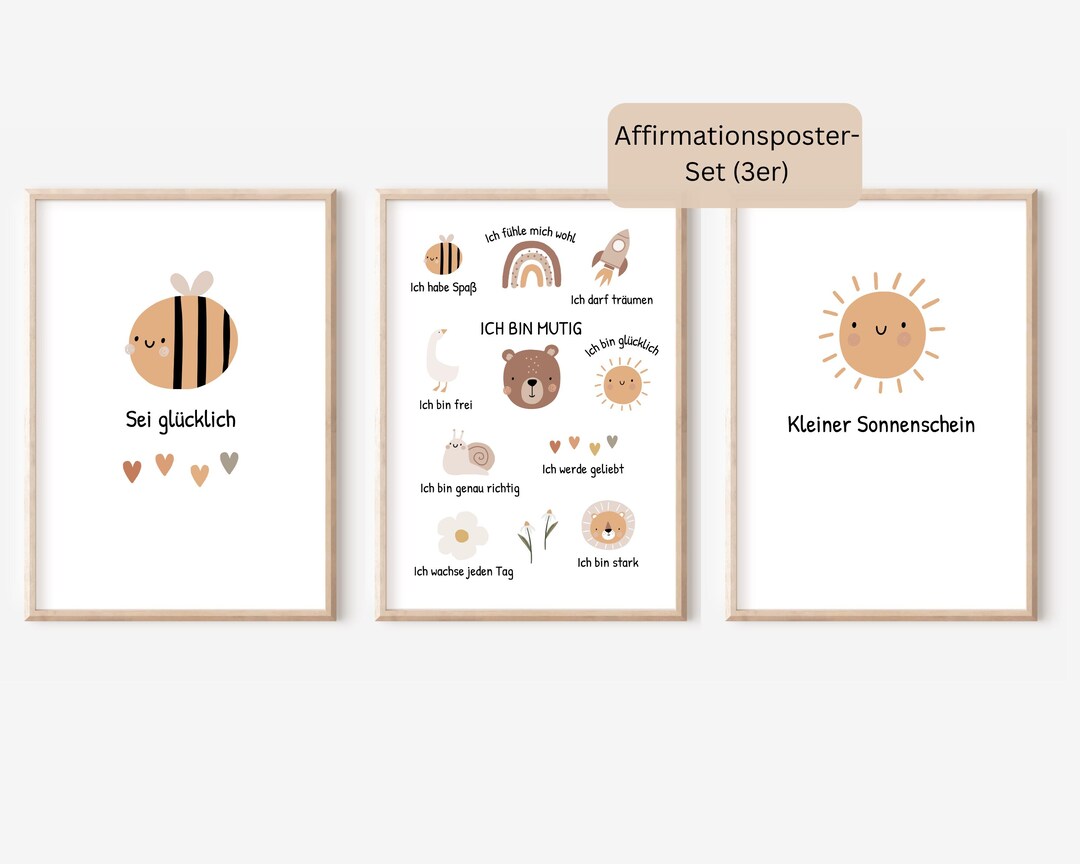 Boho Bear Affirmation Poster Set | 3 Children's Posters for Kids' Rooms ...