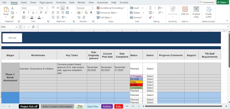 RAID Excel Template |risk Log | PMO Project Management Spreadsheet ...