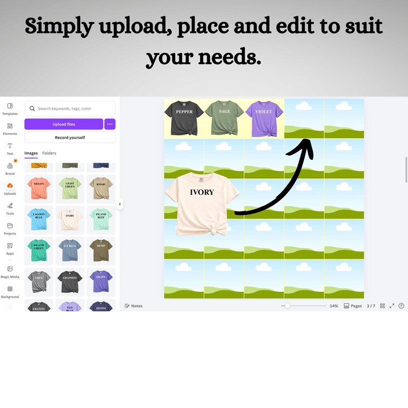 Comfort Colors 1717 Editable Color Chart | 55 Colors | T-shirt Color ...