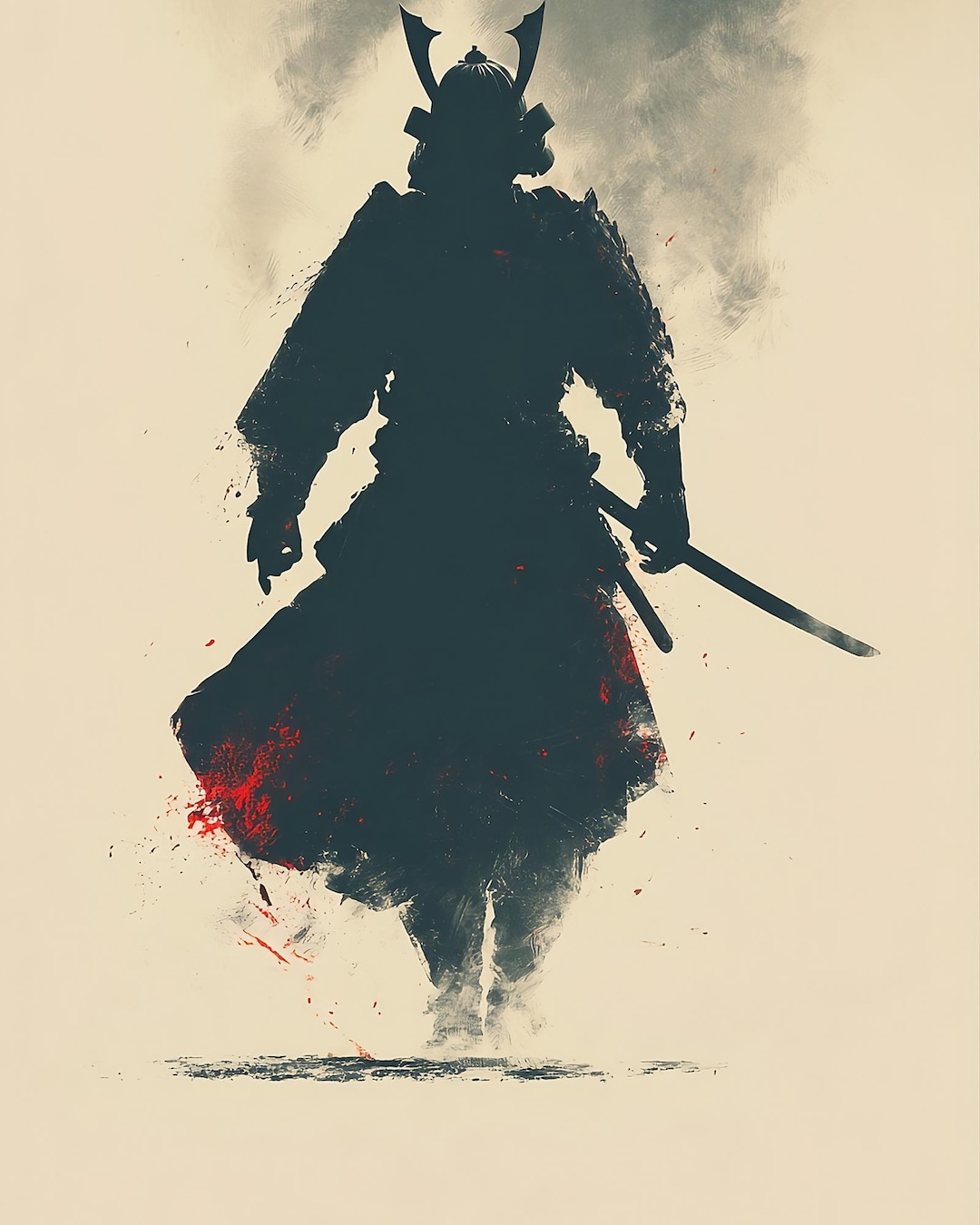 Samurai Warrior Wall Art Print | Japanese Minimalist Poster | Ronin ...