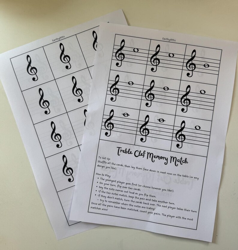 Treble Clef Memory Match Game - Etsy