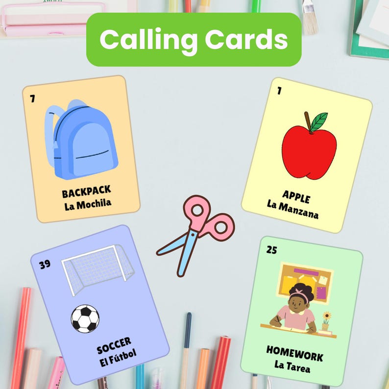 School Loteria Game | Bilingual English & Spanish | Printable Classroom ...
