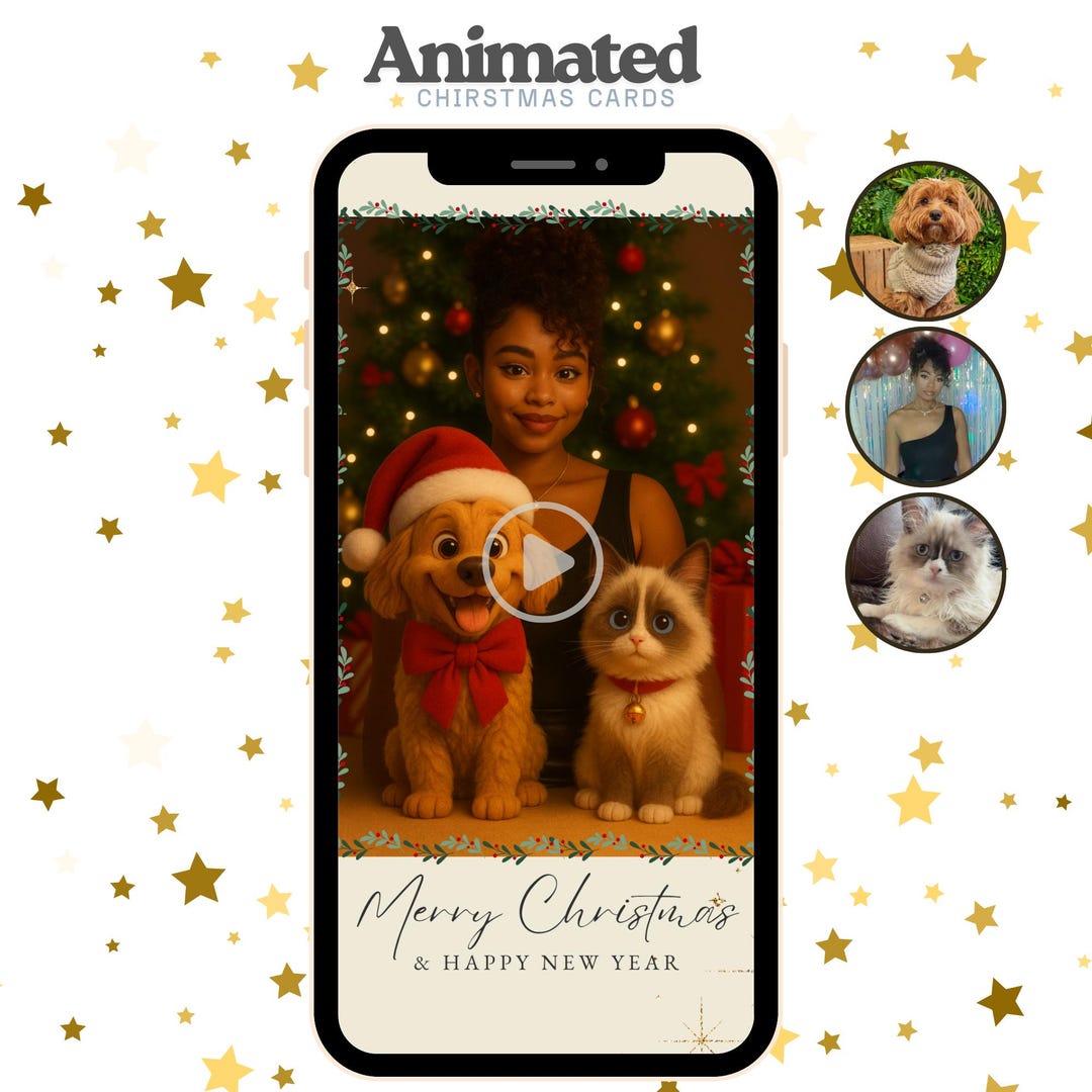 Personalised Cartoon Style Christmas Video Card Custom Animation 48hr ...