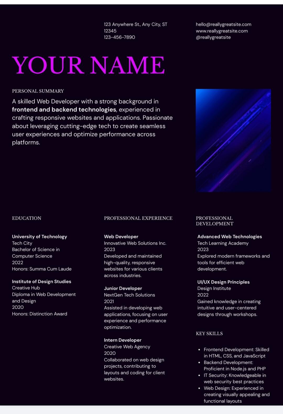Modern Futuristic Resume Template | Professional CV Design | Editable ...