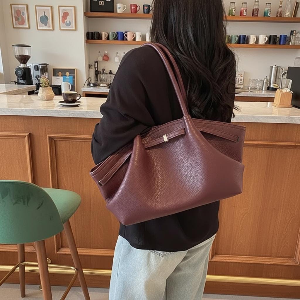 Small Leather Tote Bag Classic Shoulder Handbag Elegant Design Italian ...