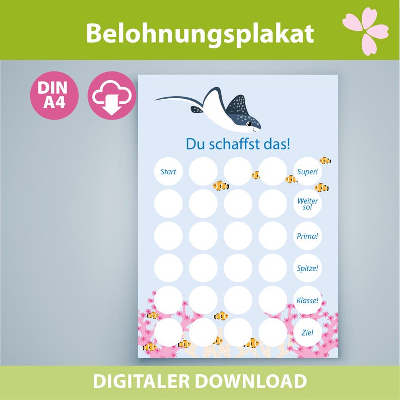 Manta Ray Reward Chart for Children – Reward Plan & Reward System ...