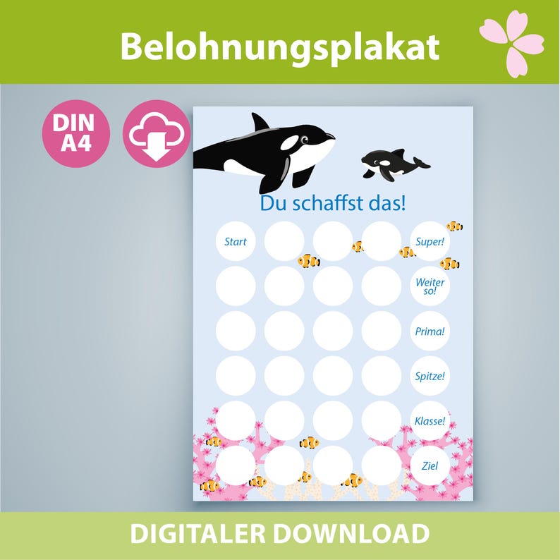 Orca Reward Chart for Children – Reward Plan & Reward System | Learn ...