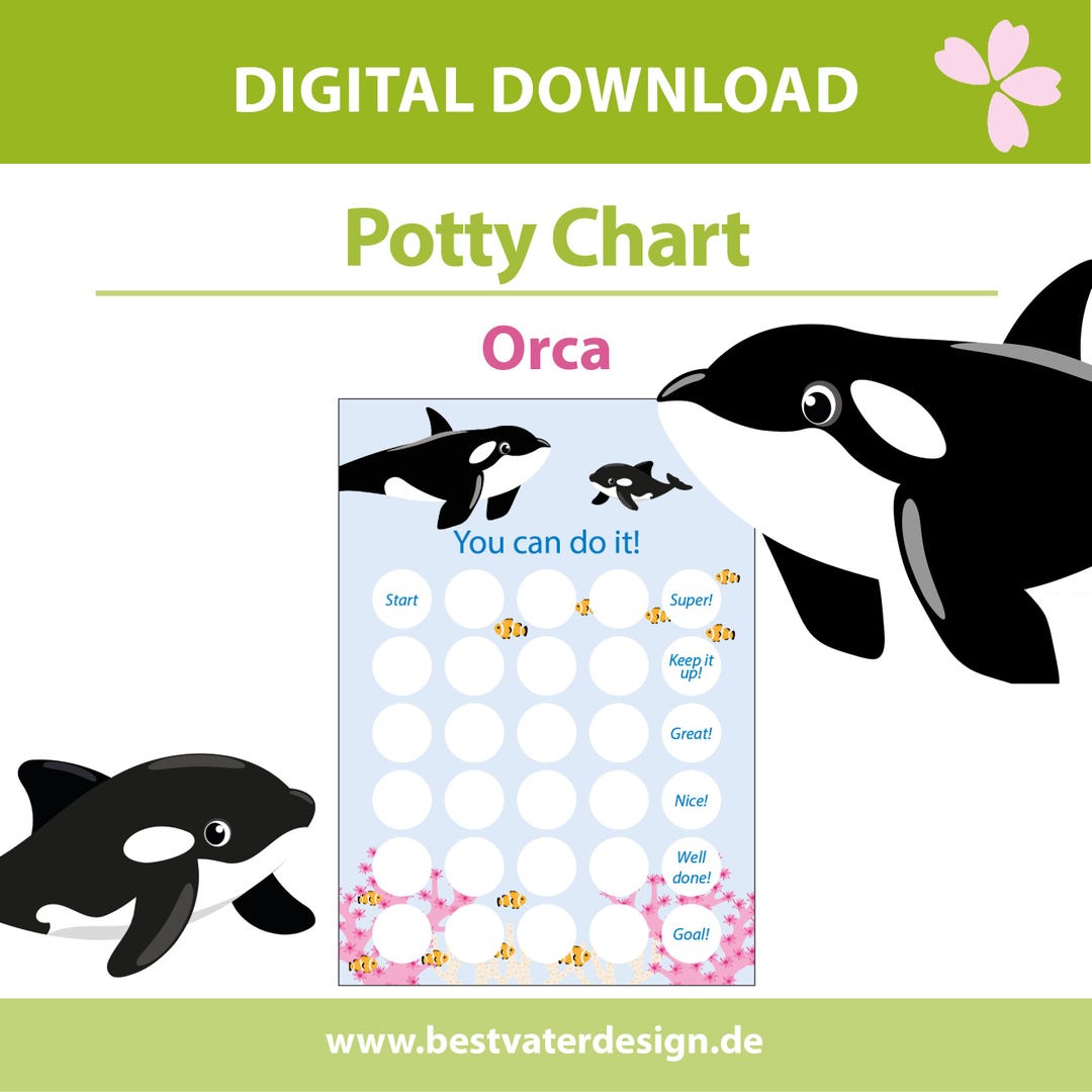 Orca Potty Training Chart for Kids – Printable Reward System & Routine ...
