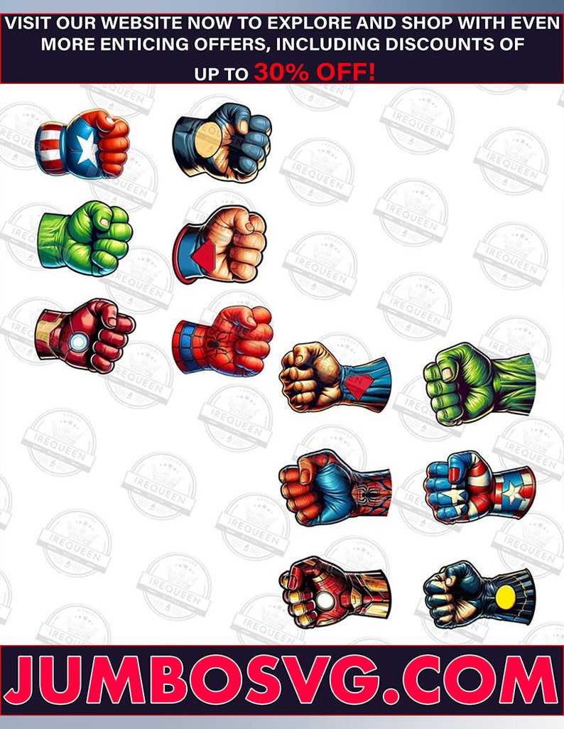 1-6 Hands Superhero Fist Bump Father's Day 20oz Tumbler Wrap Bundle ...