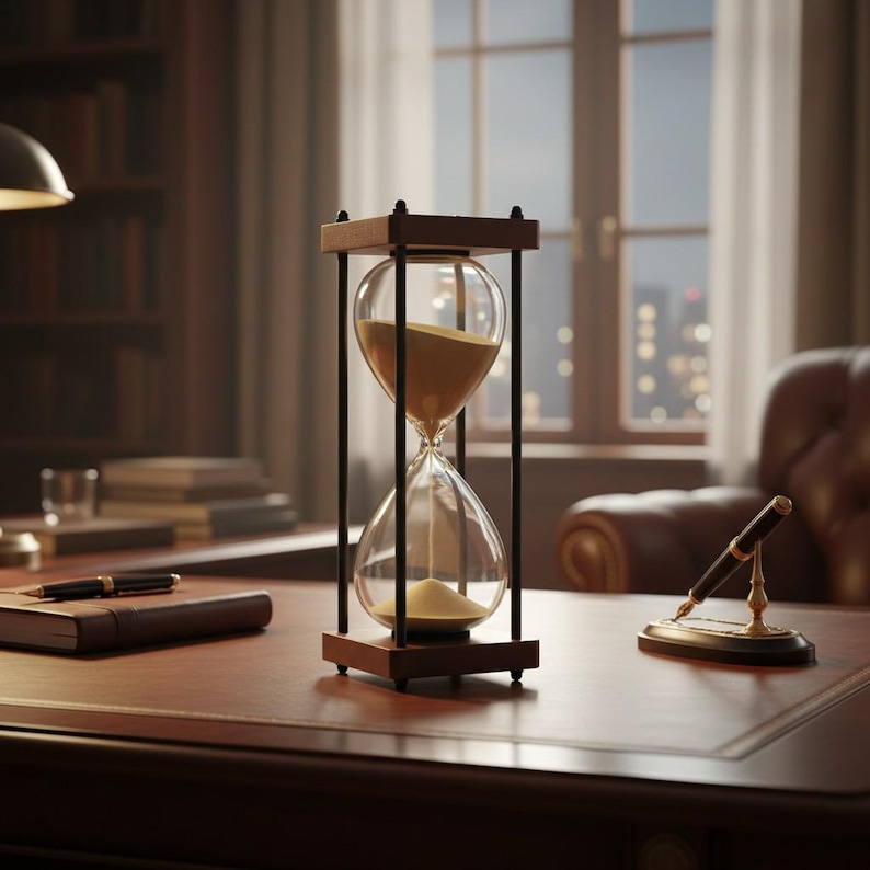 60 Minute Sand Timer Large Metal Hourglass Modern Desk and Home Decor ...