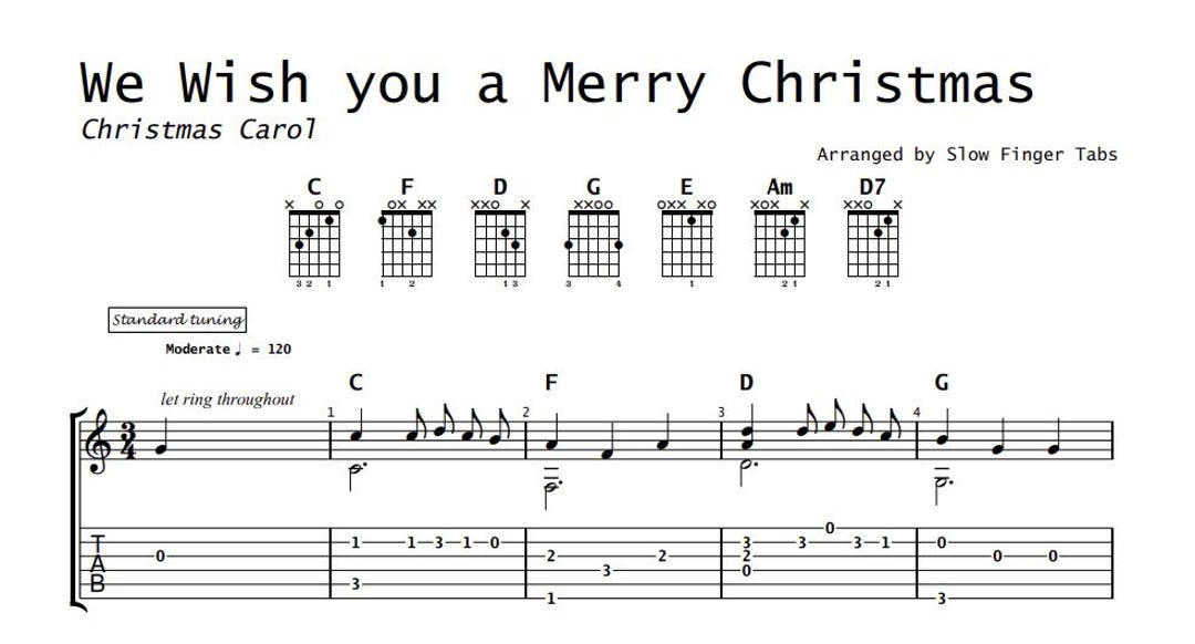 We Wish You A Merry Christmas - Fingerstyle - Guitar Sheet / TAB ...
