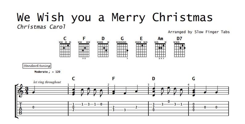 We Wish You A Merry Christmas - Plectrum - Guitar Sheet / TAB + Audio ...