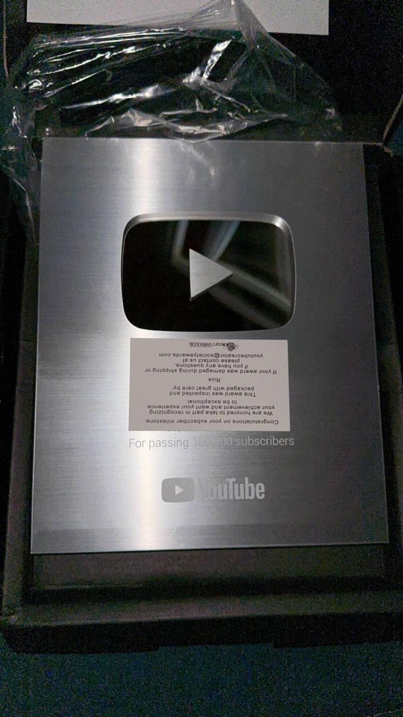 Authentic Youtube Play Button Plaque (silver) - Etsy