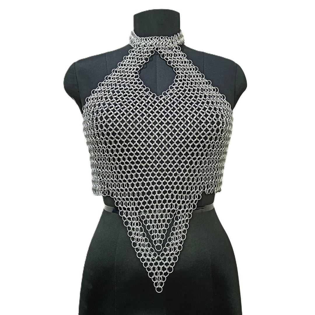 Medieval Chainmail Fantasy Costume Aluminium Top Women's Festival ...