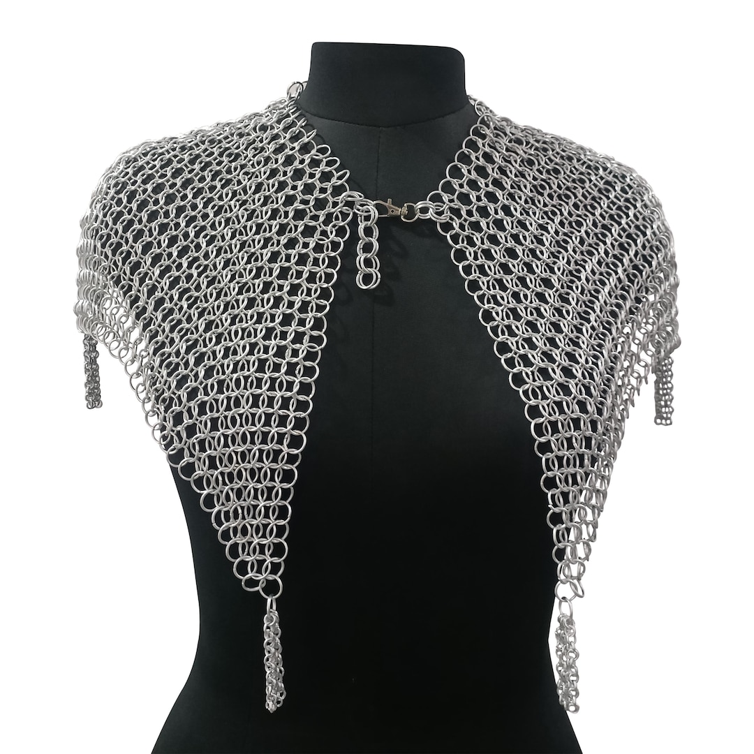 Medieval Aluminum Chainmail Shoulder Armor Handmade Collar Cosplay ...