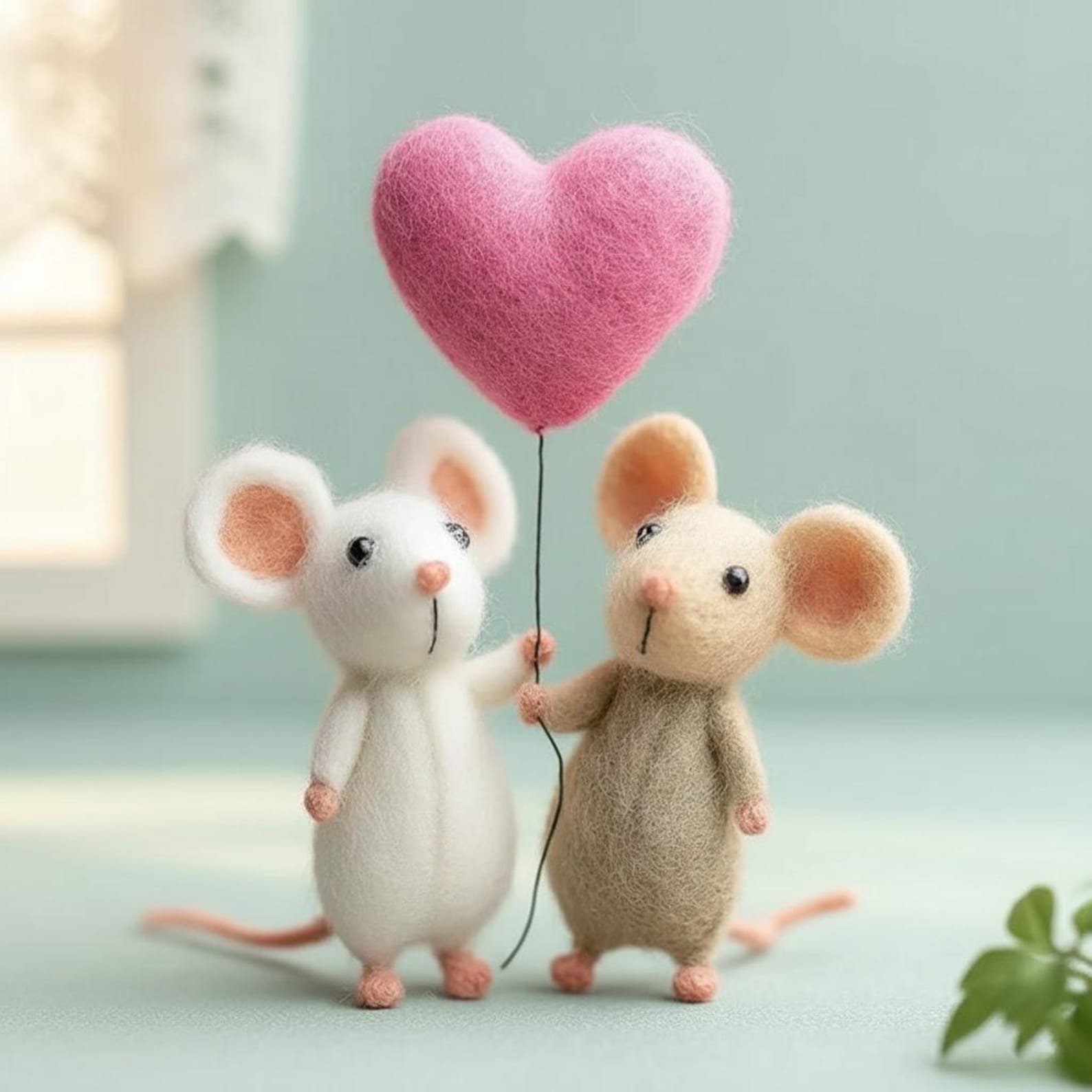 Handmade Wool Felt Valentine Mice Figurines - Cute Needle Felted Mouse ...