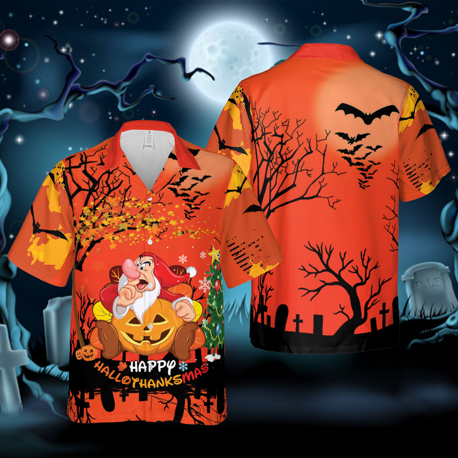Grumpy Dwarfs Orange Halloween Thanksgiving Christmas Hawaiian Shirt ...