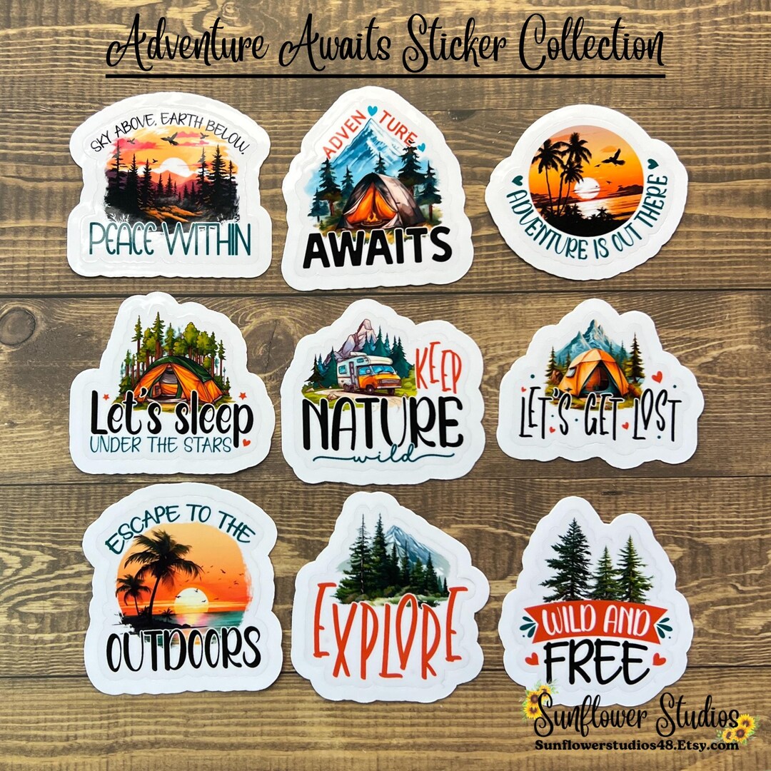 Adventure Awaits Sticker Collection, Waterproof, Stickers for Water ...