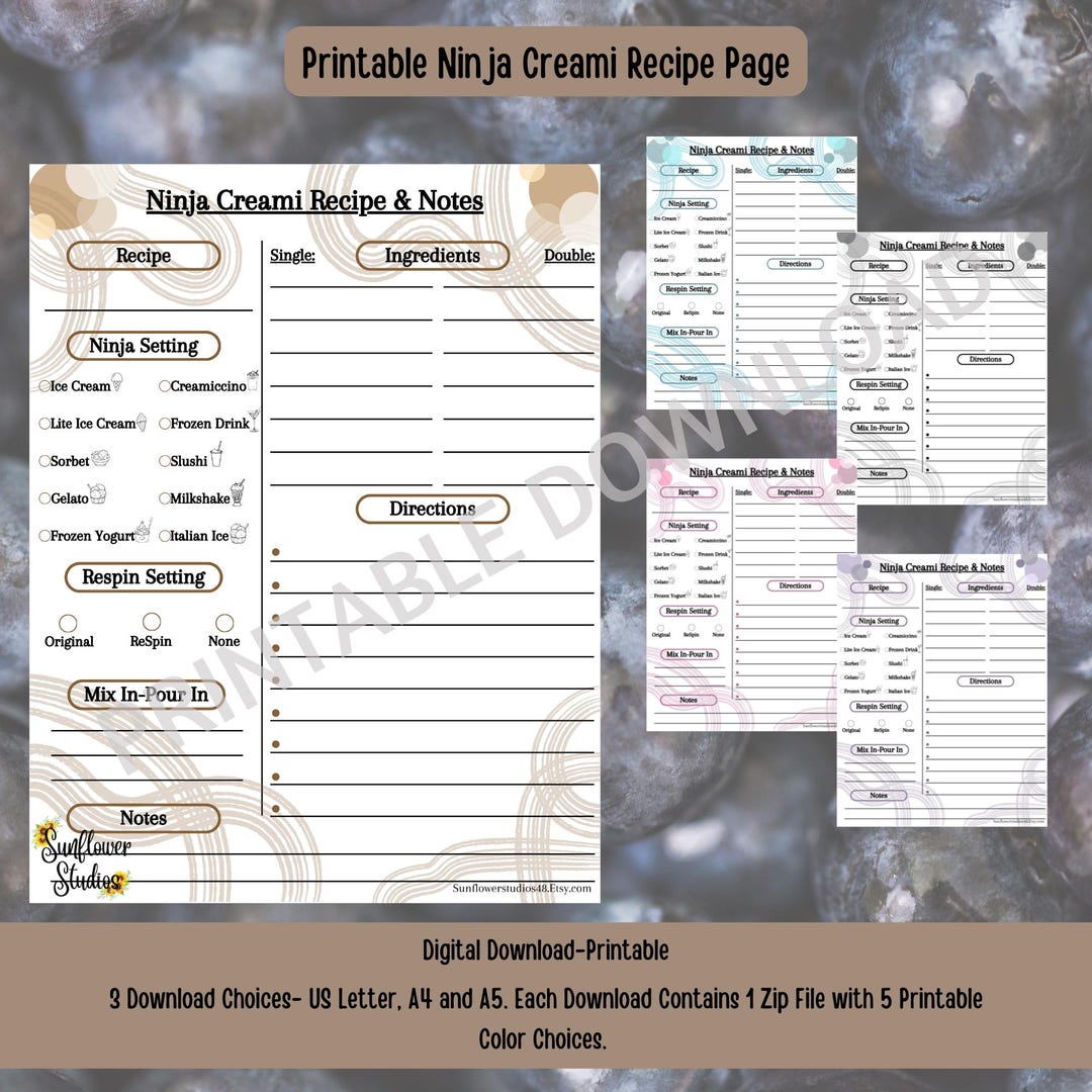 Ninja Creami Recipe Planner Page,planner, Journal, Printable Instant ...