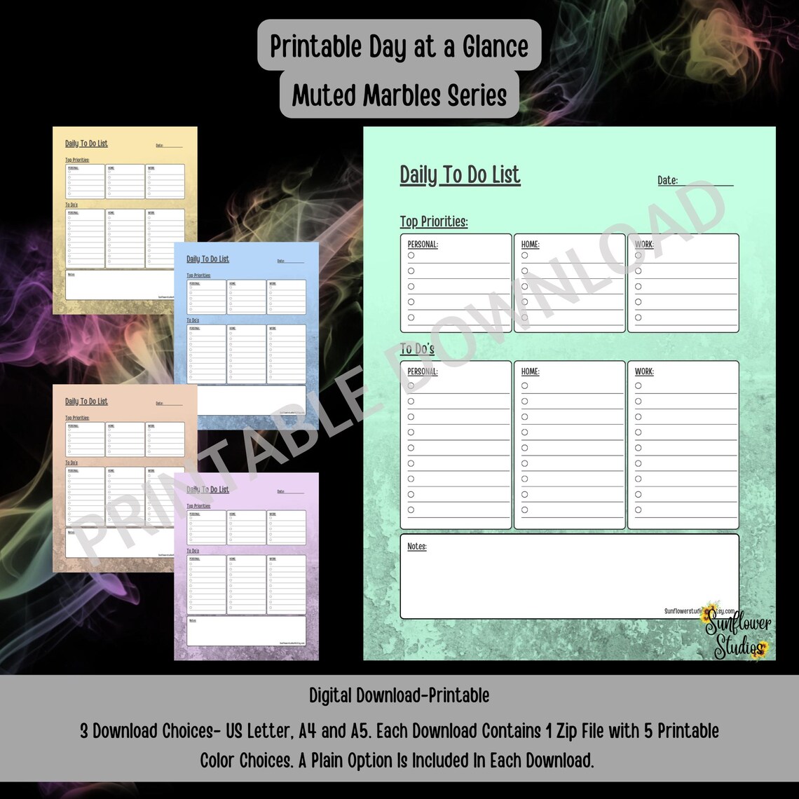 Daily to Do List Planner Page, Journal, Printable Instant Download-5 ...