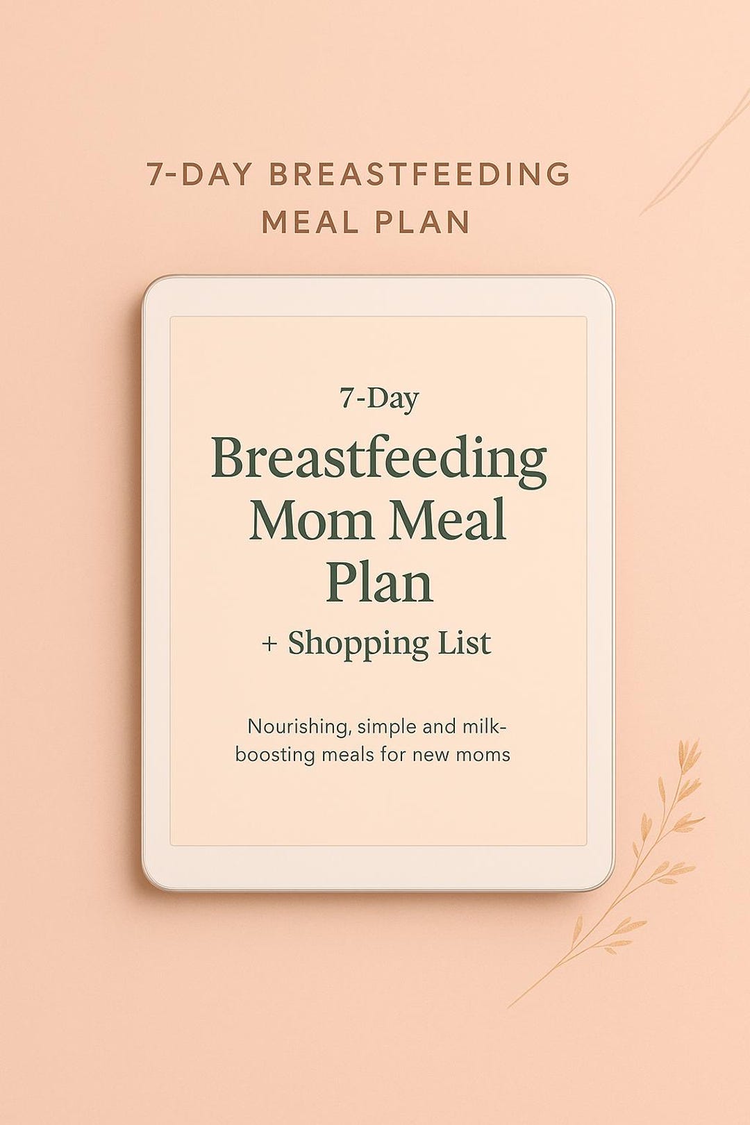 7-day Breastfeeding Meal Plan Printable | Postpartum Diet Plan | Milk ...