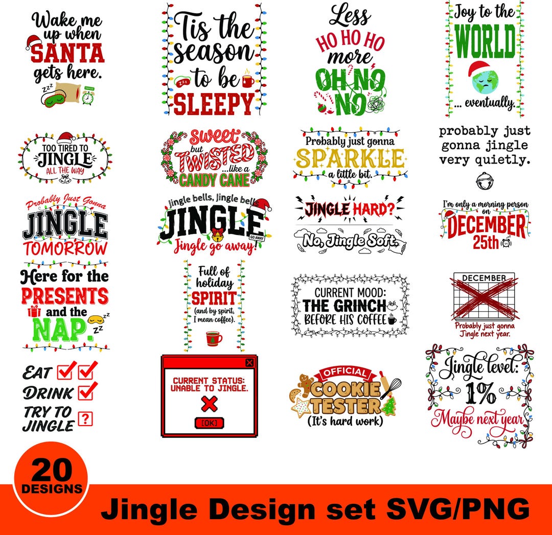 Funny Christmas Jingle Quotes SVG PNG Bundle (PDF) | T-shirts Hoodies ...