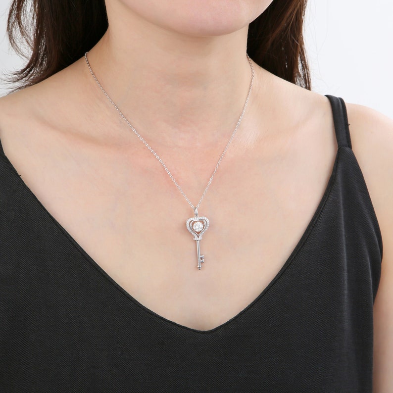 Crown Key Pendant With Dancing Moissanite Diamond - Etsy