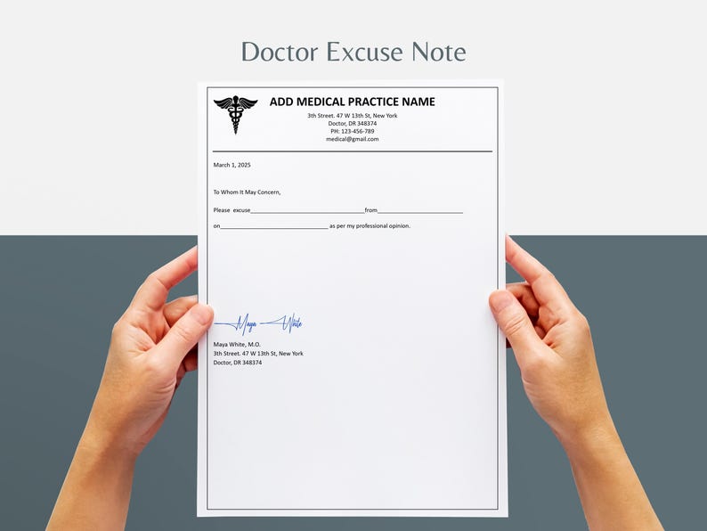 Editable Doctor's Note Template | Instant Download | Doctors Excuse ...