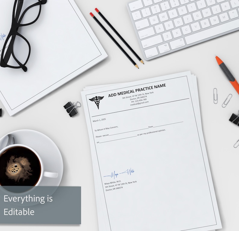 Editable Doctor's Note Template | Instant Download | Doctors Excuse ...
