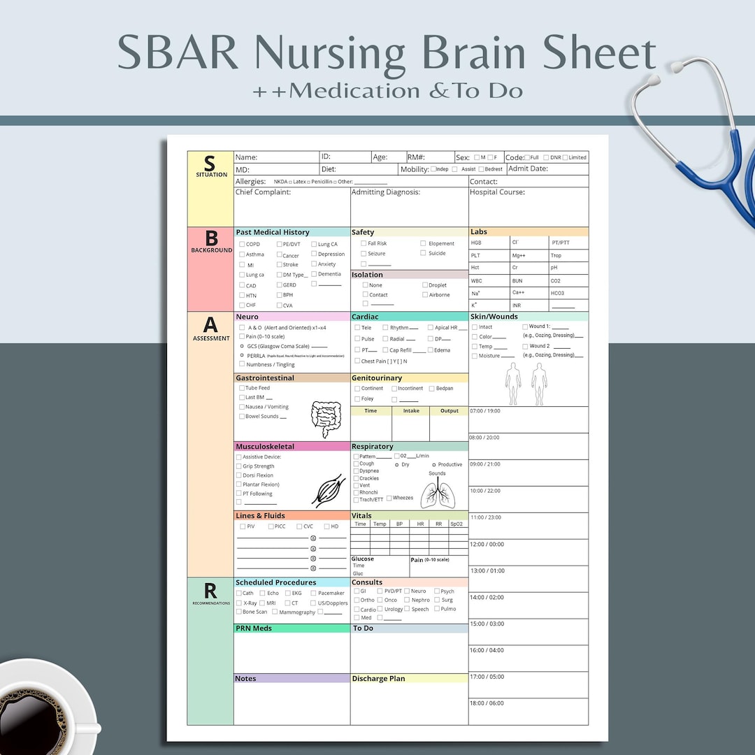 SBAR Nurse Report Sheet for Nursing Student Med Surg SBAR Report Sheet ...
