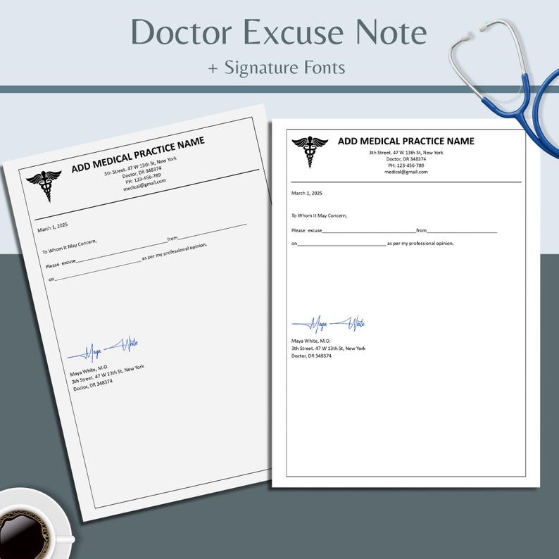 Editable Doctor's Note Template | Instant Download | Doctors Excuse ...