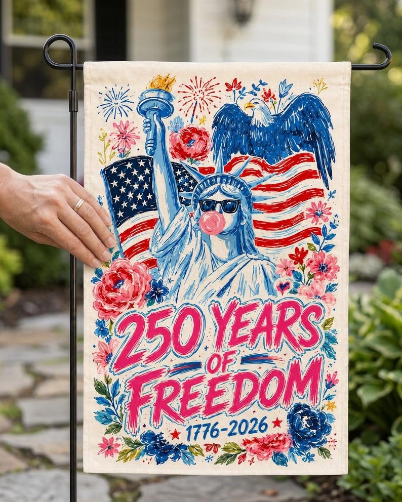 Statue of Liberty 250 Years Freedom Garden Flag, Patriotic Yard Decor ...
