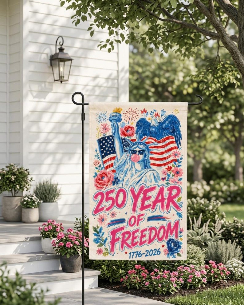 Statue of Liberty 250 Years Freedom Garden Flag, Patriotic Yard Decor ...
