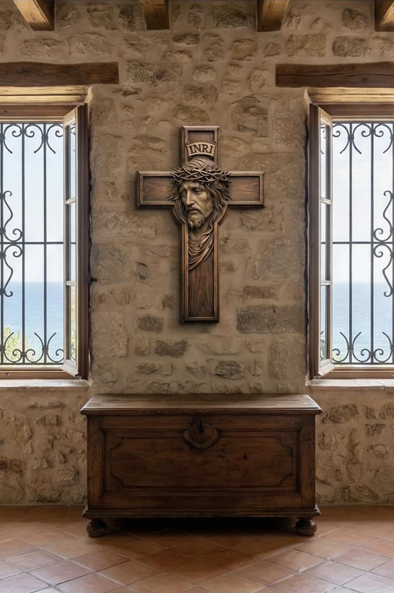 Jesus Cross 3D Relief – STL File for CNC & 3D Printing. Religious Wall ...